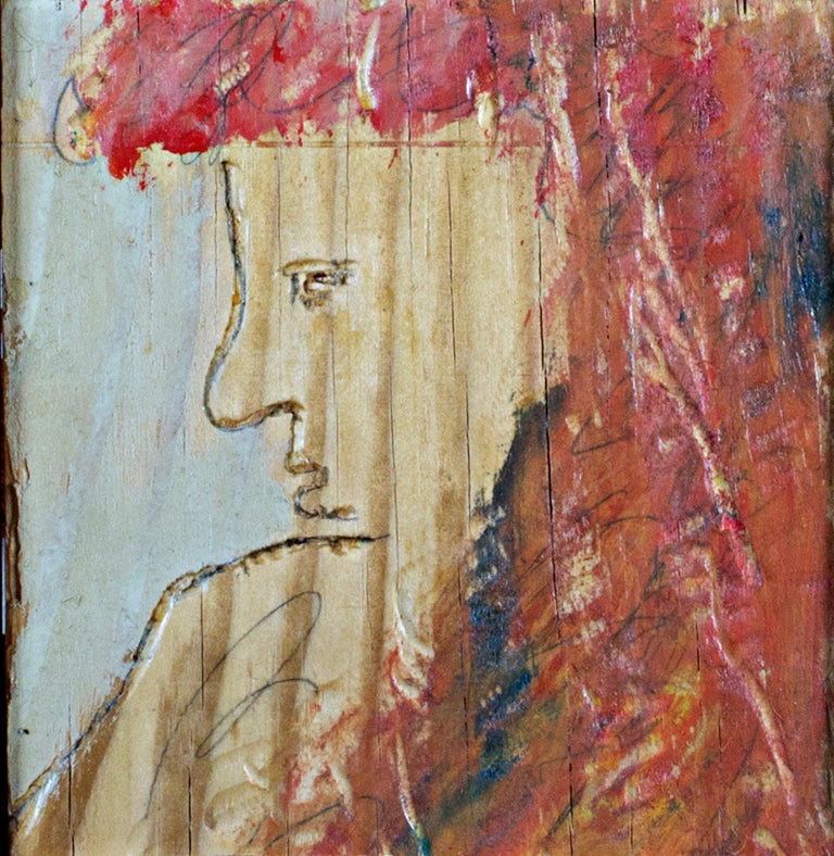 Robert Richter - "Sideways Glance," Portrait Oil on Wood signed on Back ...
