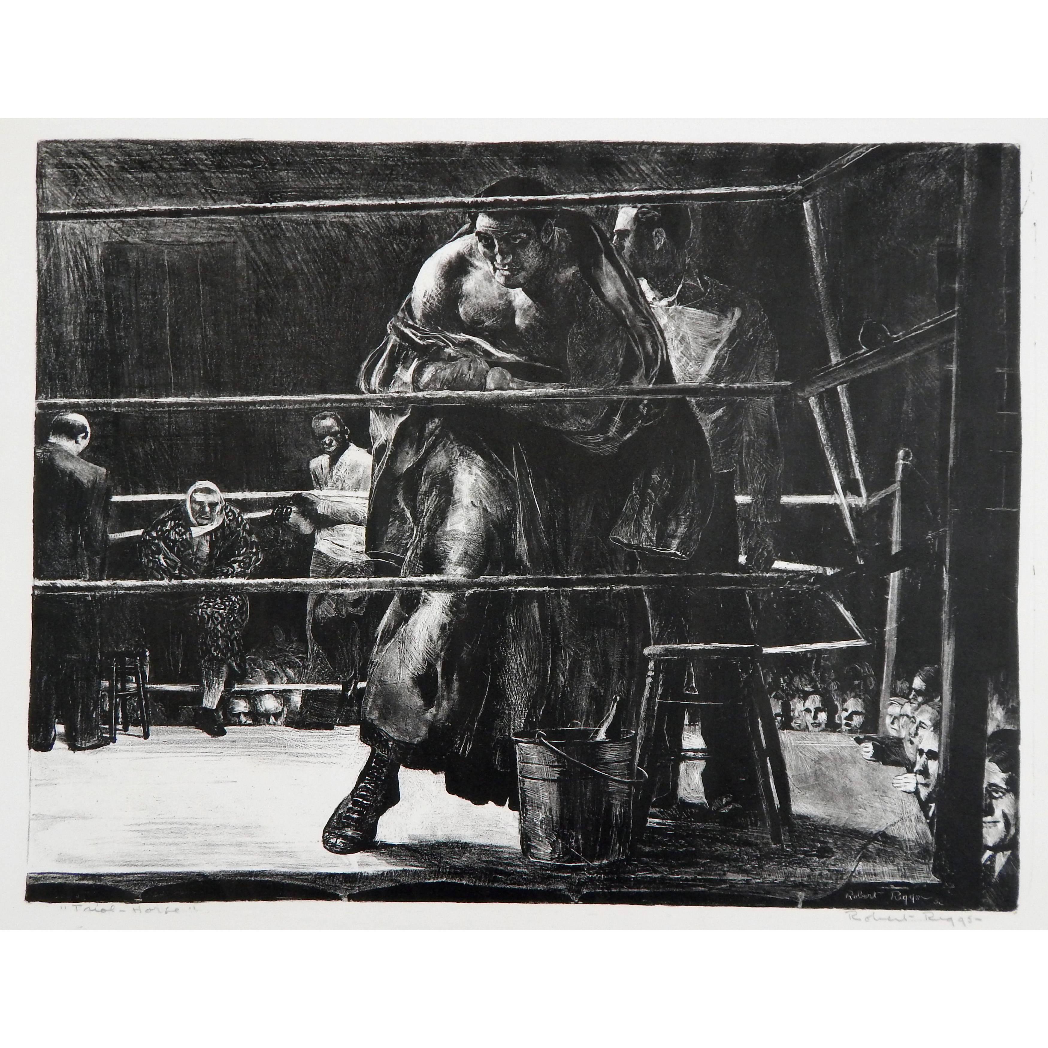Robert Riggs Original Lithograph, Boxing Subject “Trial Horse” For Sale ...