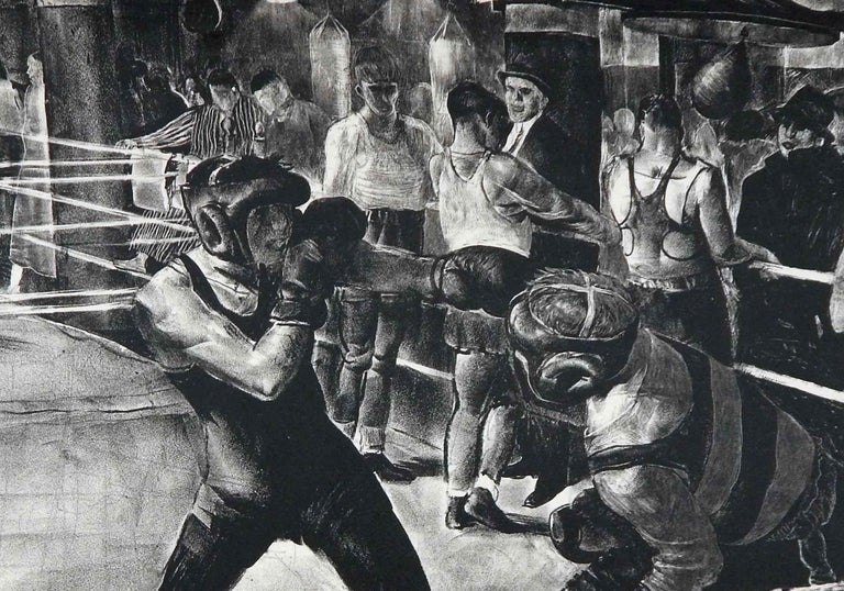 Robert Riggs Original Stone Lithograph, Boxing Subject “Afternoon at ...