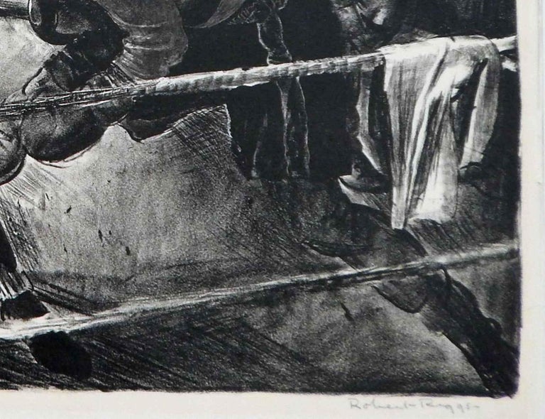 Robert Riggs Original Stone Lithograph, Boxing Subject “Afternoon at ...