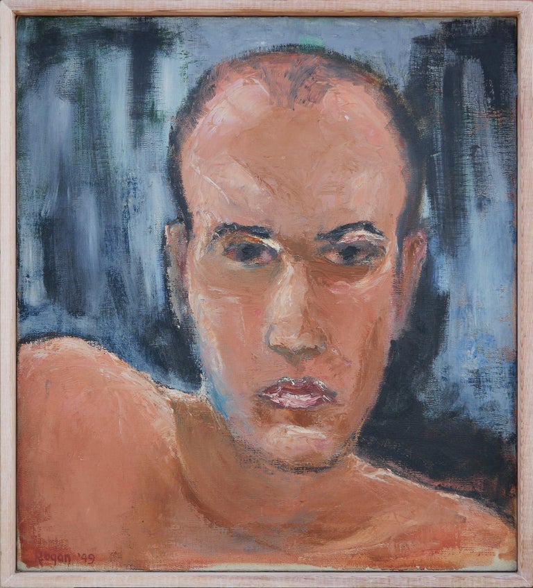 Robert Rogan - "Self Portrait" Blue and Brown Abstract Impressionist ...