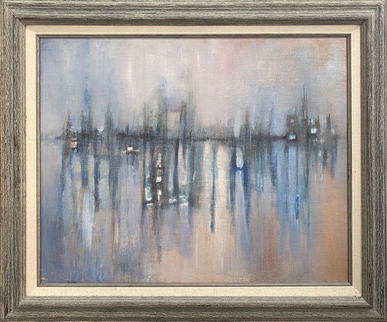 Robert Rogan - "Tree Shadow" Blue Toned Abstract Cityscape Painting For ...