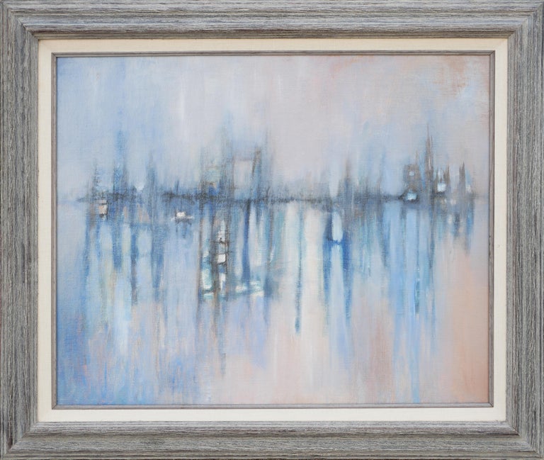 Robert Rogan - "Tree Shadow" Blue Toned Abstract Cityscape Painting For ...