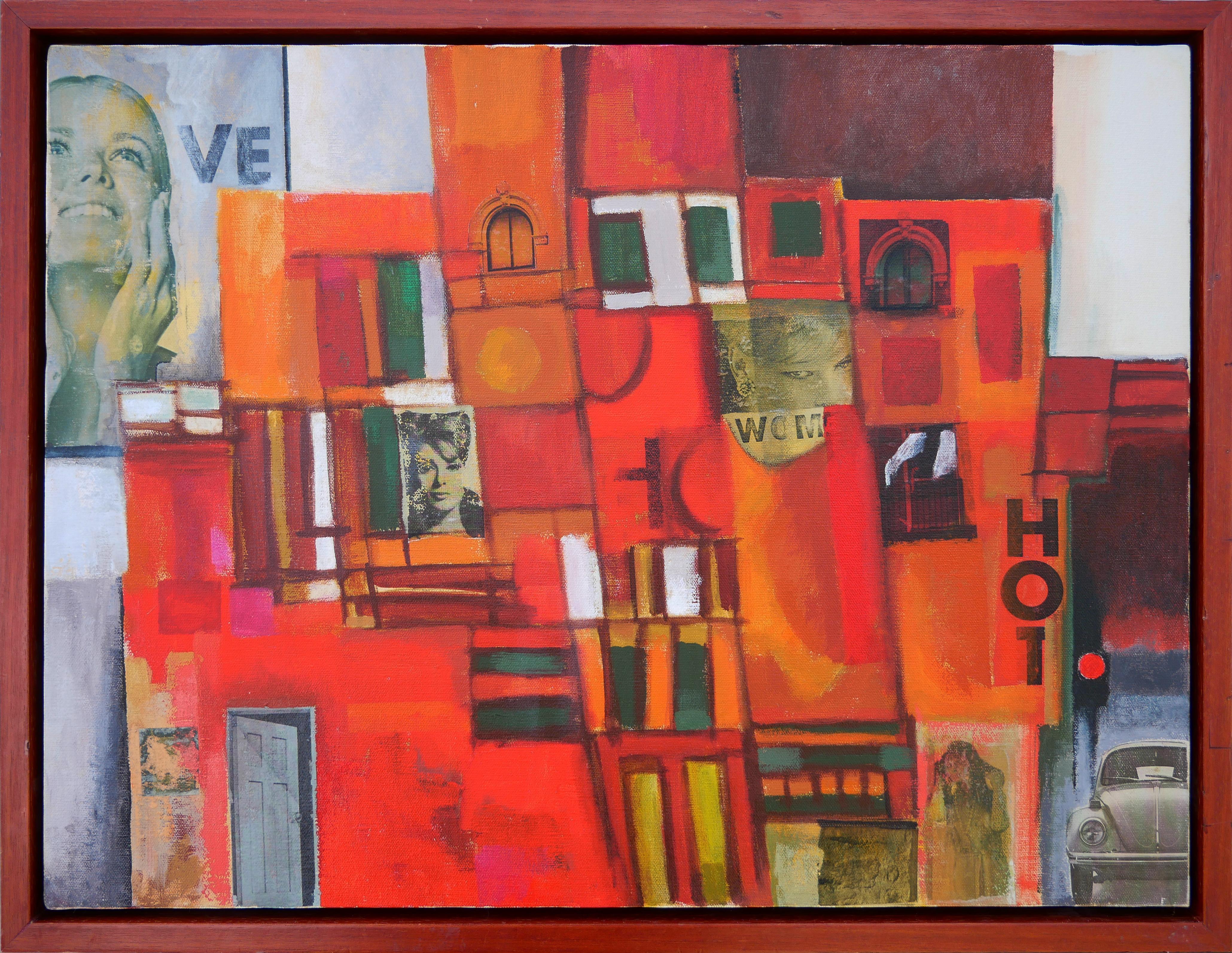 Robert Rogan - "Untitled (Red Pathway)" Blue and Red Geometric Abstract ...