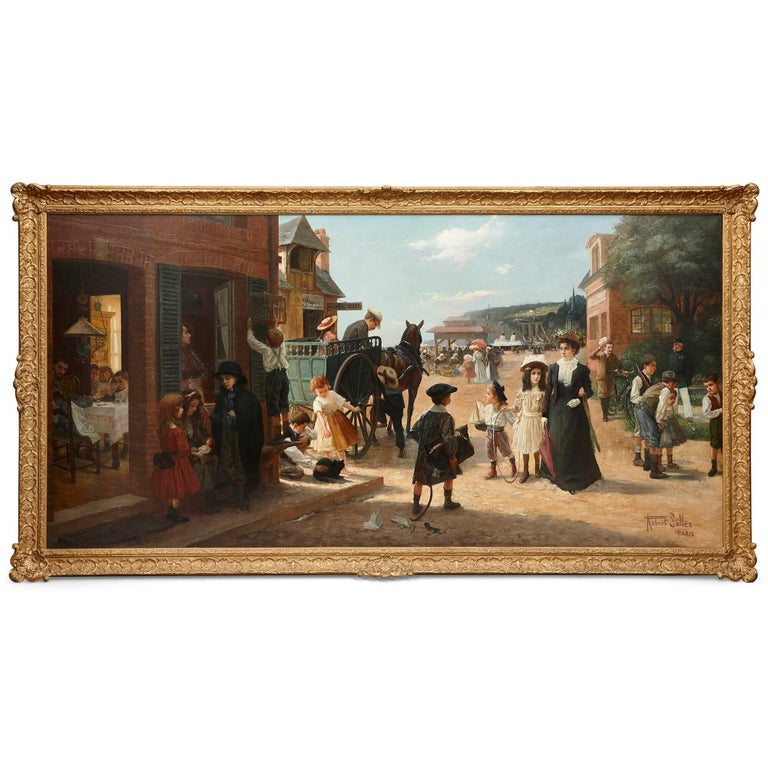 Robert Salles - A large French seaside oil painting by Robert Salles ...