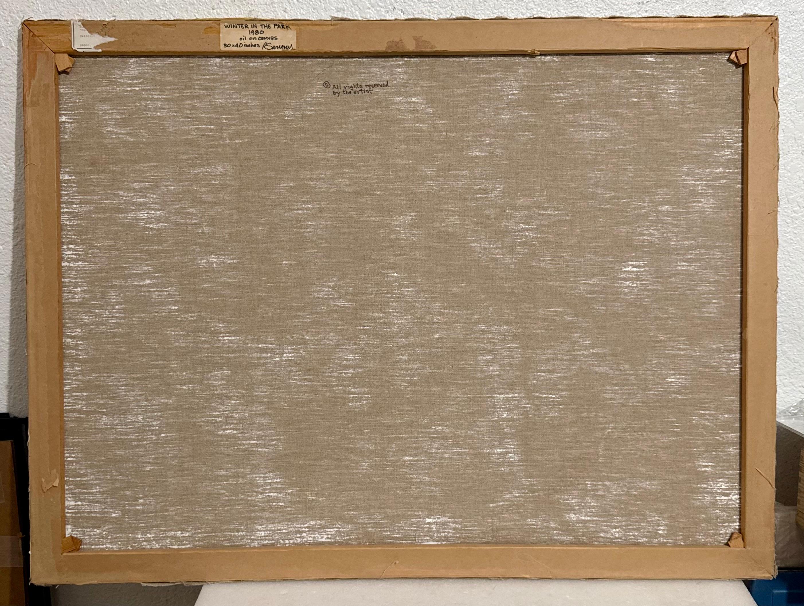 Robert Sarsony - Large Oil Painting Central Park in Winter Robert ...