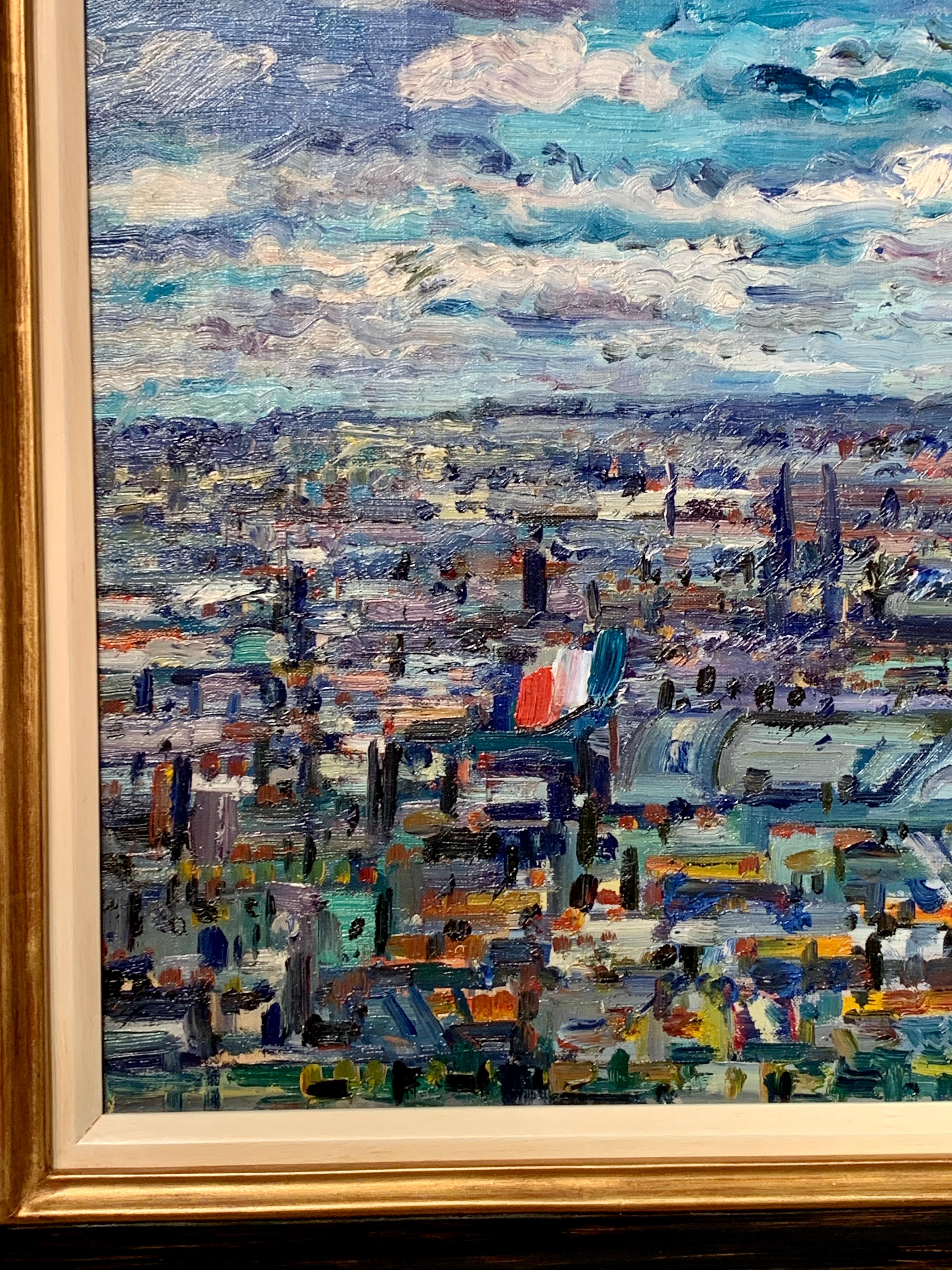 Robert Savary - Mid 20th century, Impressionist Roof top View of Paris ...