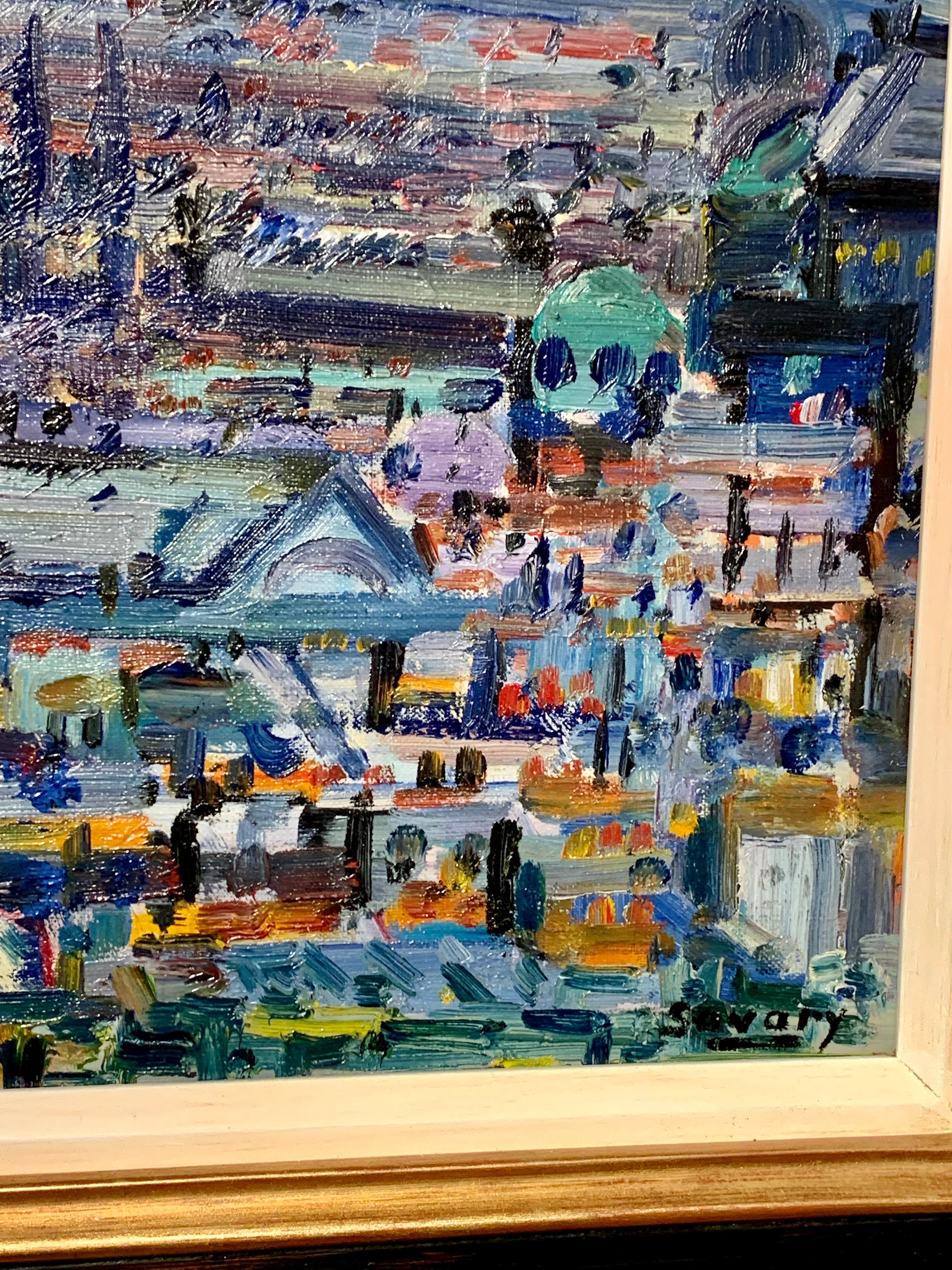 Robert Savary - Mid 20th century, Impressionist Roof top View of Paris ...