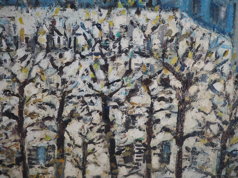 Robert Savary - Spring in Paris : Square in Montmartre - Original oil ...