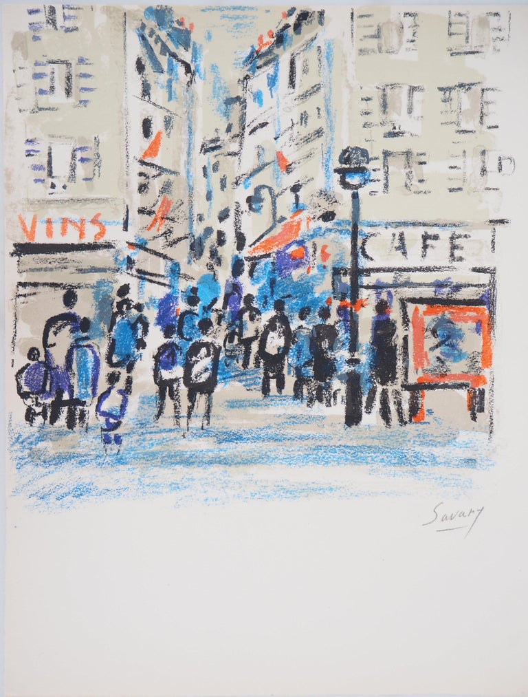 Robert Savary - Paris : Animated Street - Original Lithograph ...