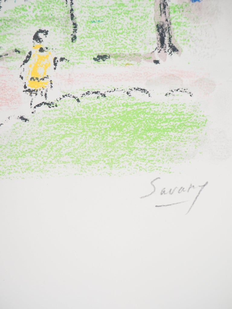 Robert Savary - Paris : Monceau Park - Original Lithograph, Handsigned ...