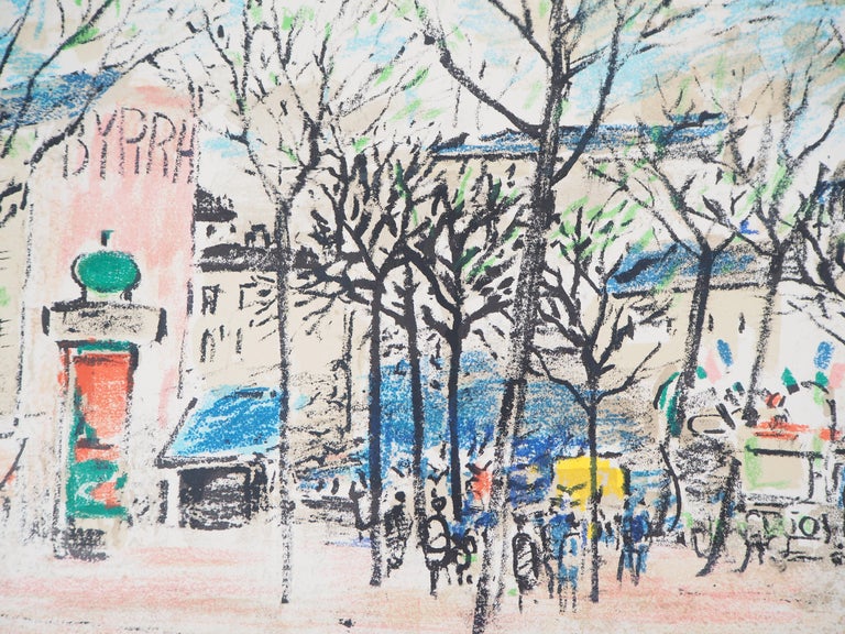 Robert Savary - Paris : Square with Morris Column - Original Lithograph ...