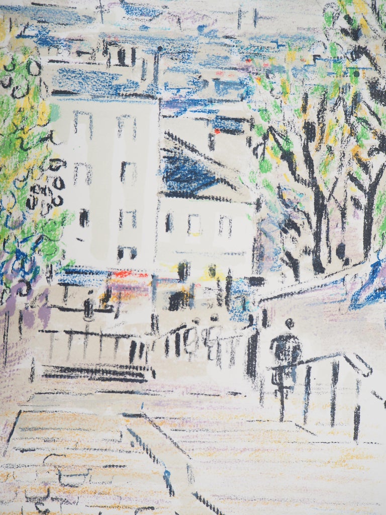 Robert Savary - Paris : Stairs of Montmartre (Caulaincourt) - Original ...