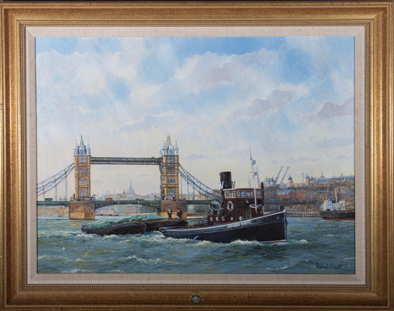 Robert Scott - Robert Scott - Contemporary Oil, Thames Barges at Tower ...