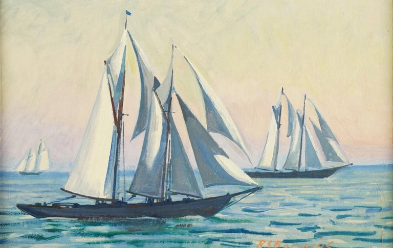 Robert Sears Bacon - Antique American Luminous Seascape Signed Sailboat ...