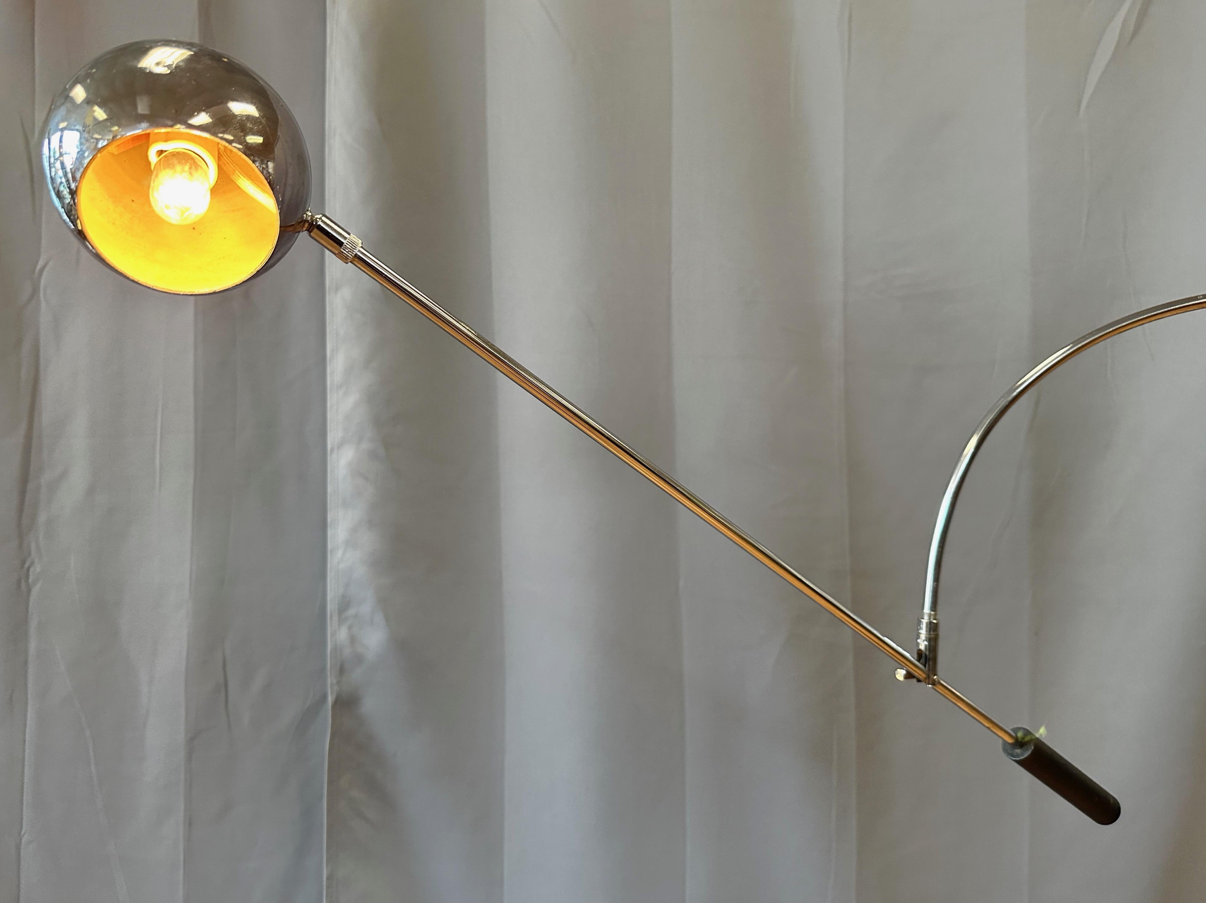 Robert Sonneman Orbiter Chrome Positionable Swing-Arm Floor Lamp, circa ...