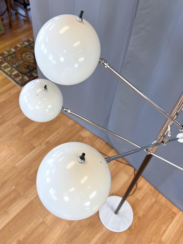 Robert Sonneman White Three-Arm Orbiter Floor Lamp with Marble Base ...