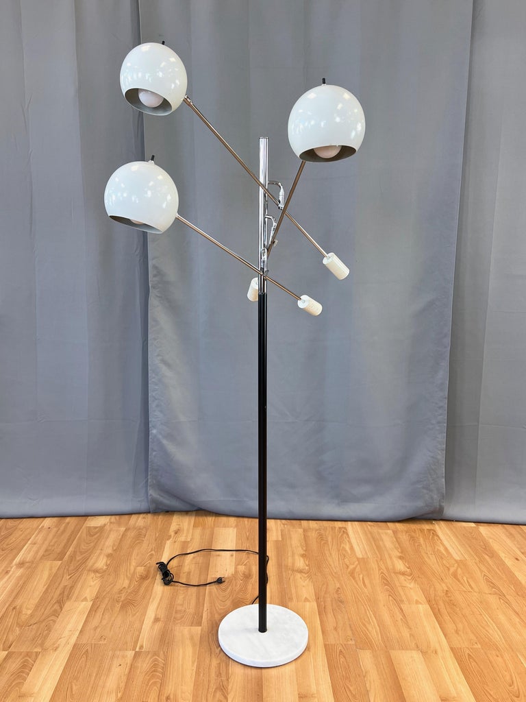 Robert Sonneman White Three-Arm Orbiter Floor Lamp with Marble Base ...
