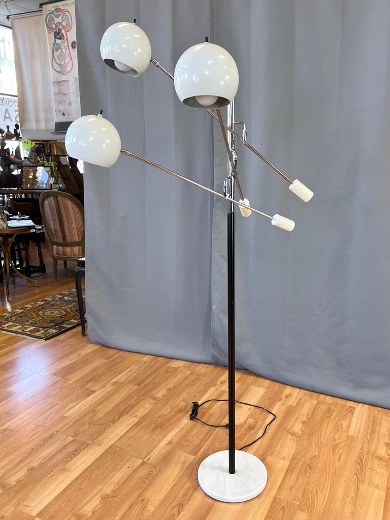 Robert Sonneman White Three-Arm Orbiter Floor Lamp with Marble Base ...