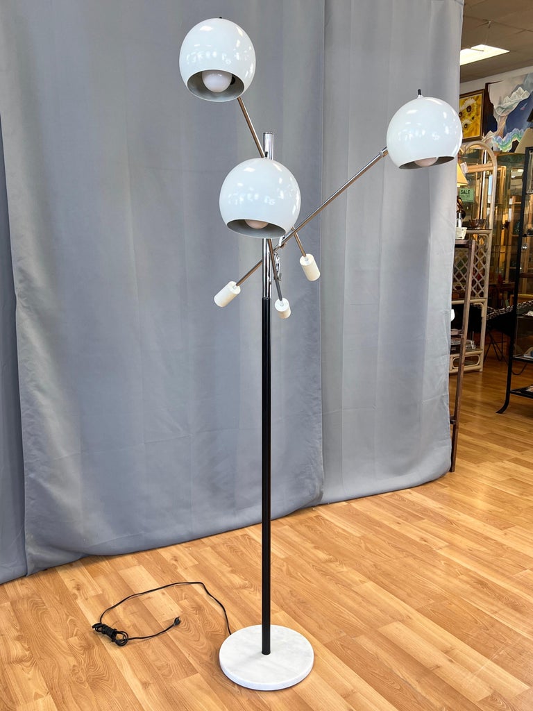 Robert Sonneman White Three-Arm Orbiter Floor Lamp with Marble Base ...