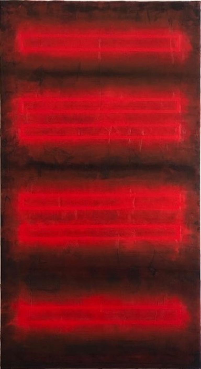 Robert Stuart - Red Painting, oil and wax minimal color field abstract ...