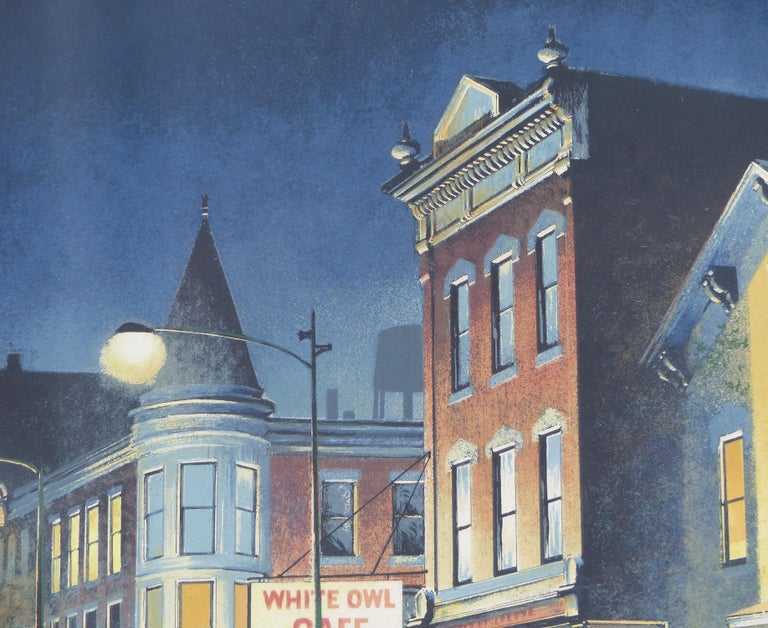 Robert W. Addison Artist's Proof Print, Night Cityscape For Sale at 1stDibs
