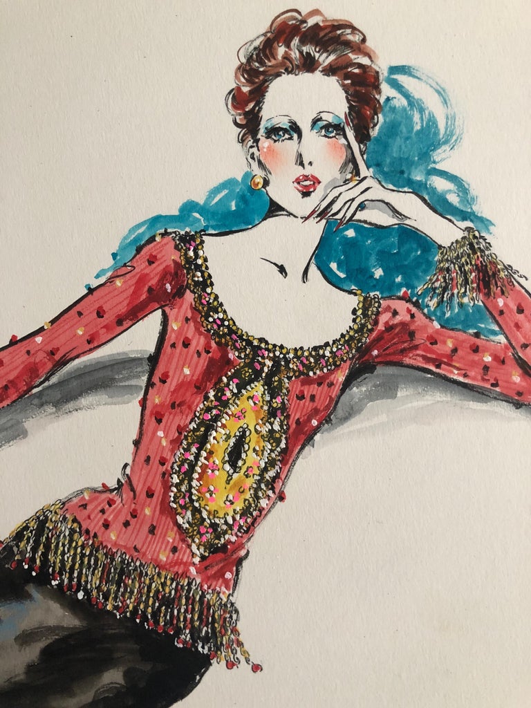 Robert W. Richards 1970's Original Fashion Illustration for Cardinali ...