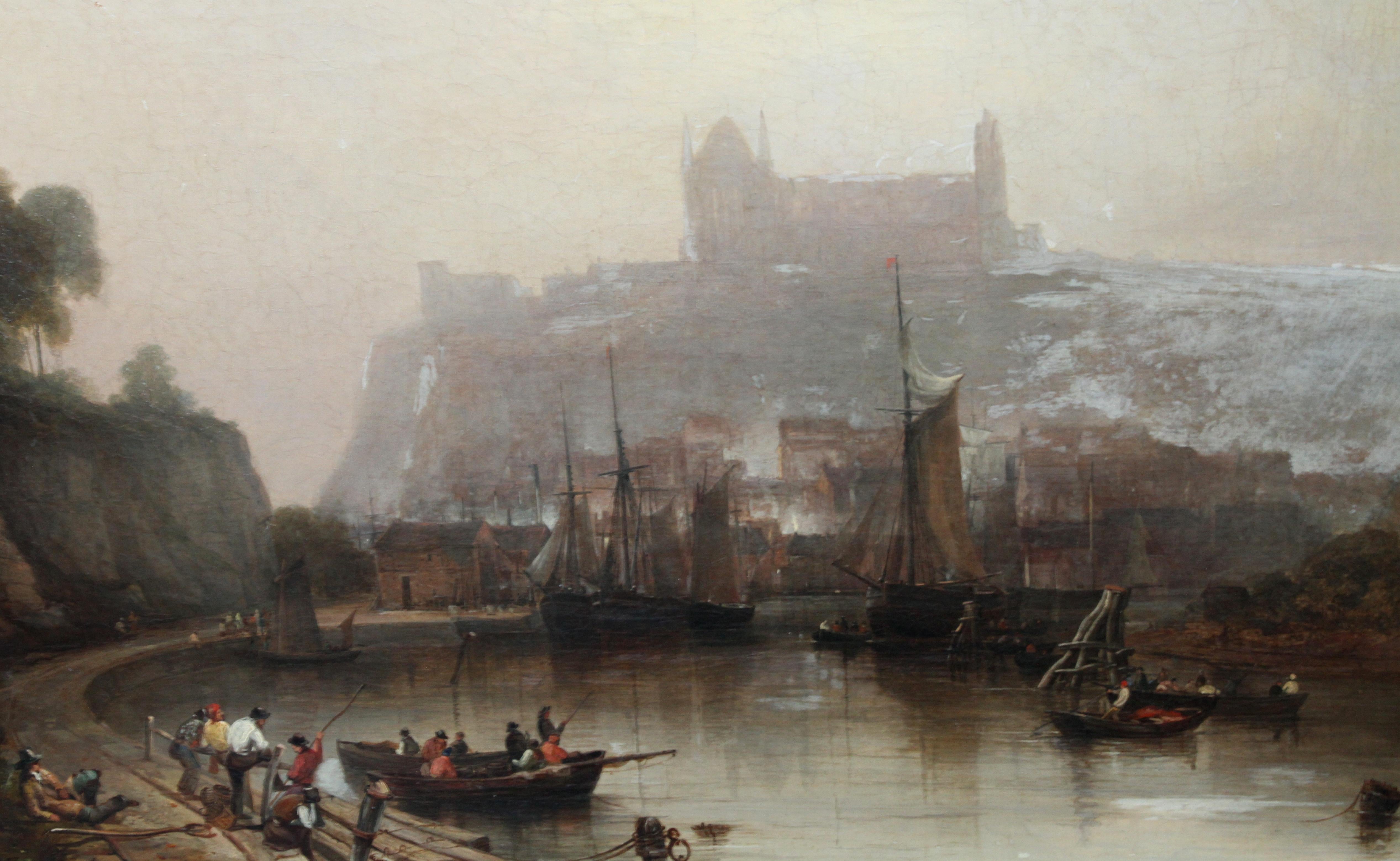 Robert Watson - Whitby Harbour and Abbey - British 19th century ...