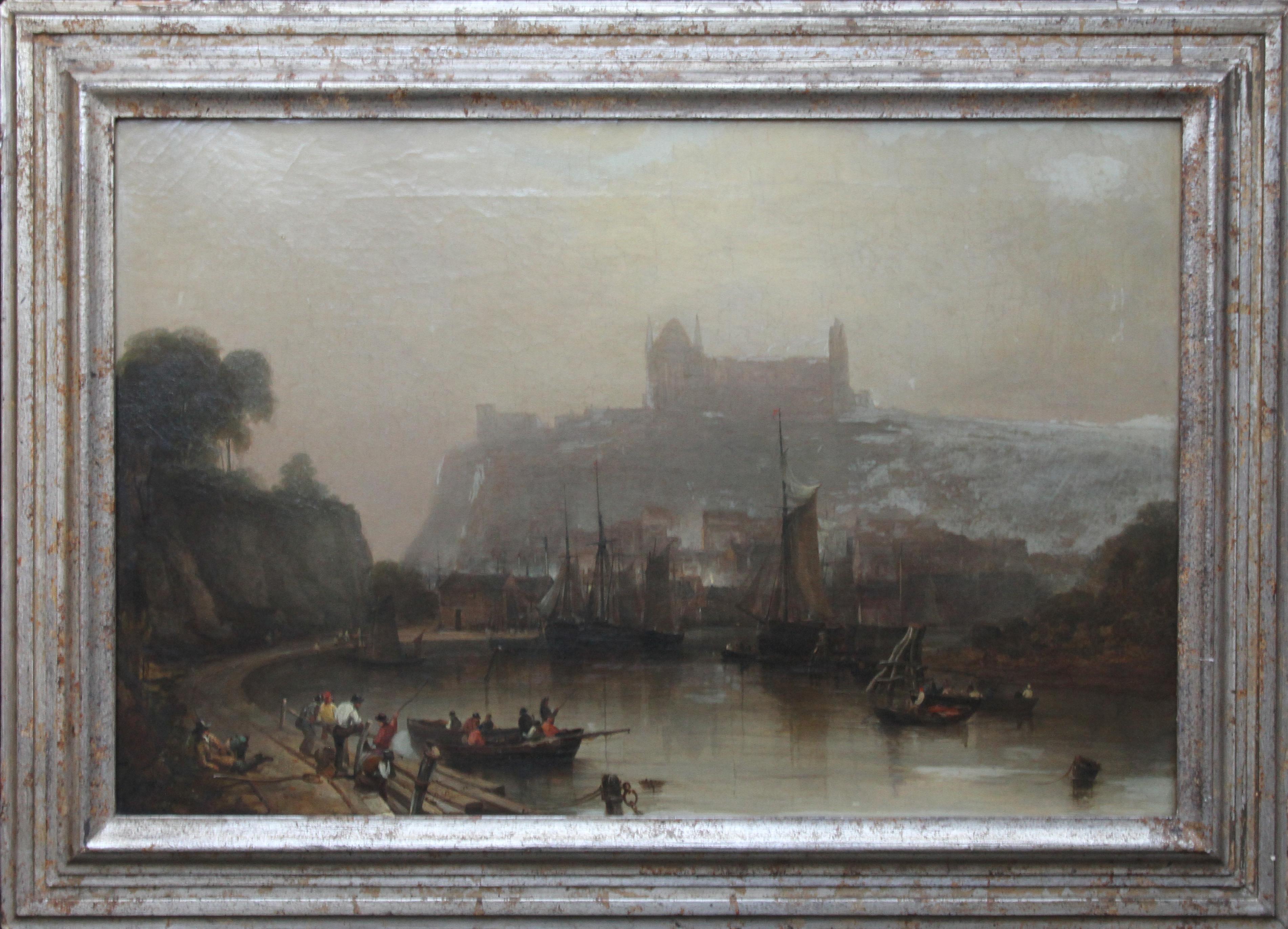 Robert Watson - Whitby Harbour and Abbey - British 19th century ...
