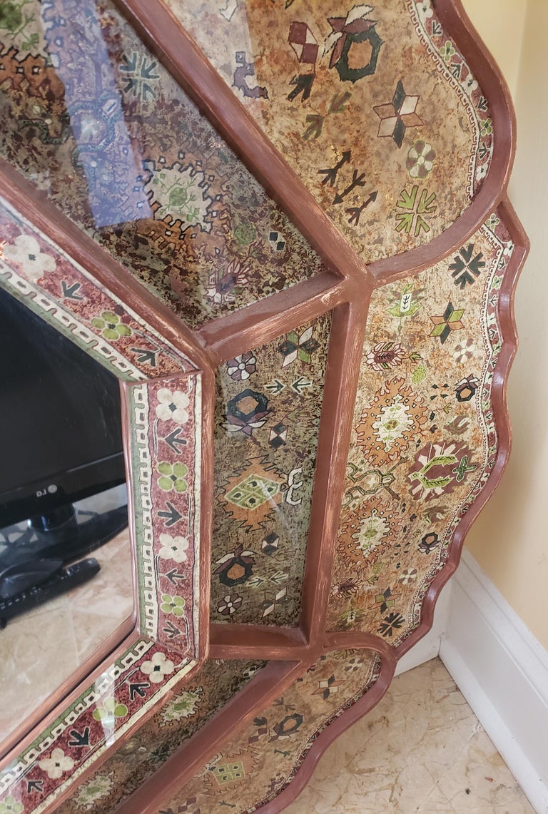 Robert Weiss Large Wood Frame Hand Painted Reverse Glass Wall Mirror ...