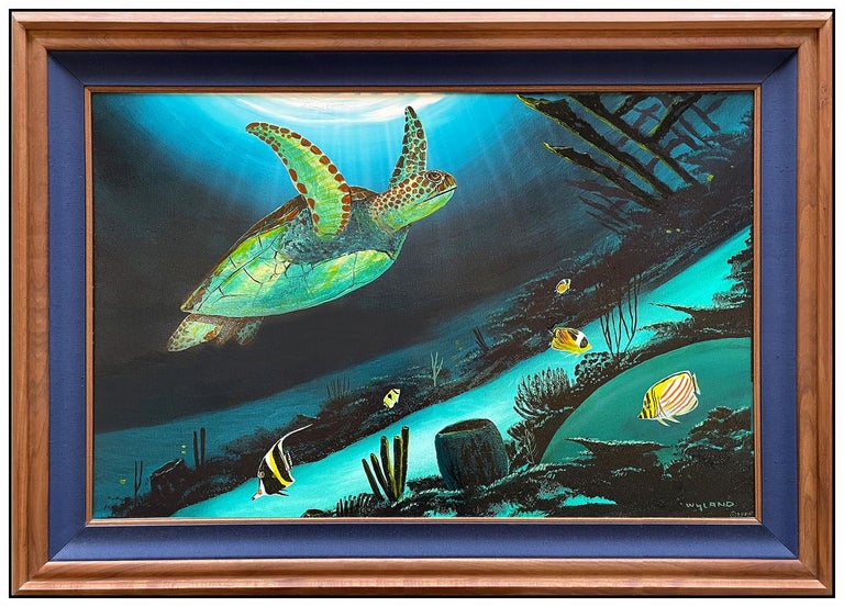 Robert Wyland - Robert Wyland Original Oil Painting On Canvas Turtle ...
