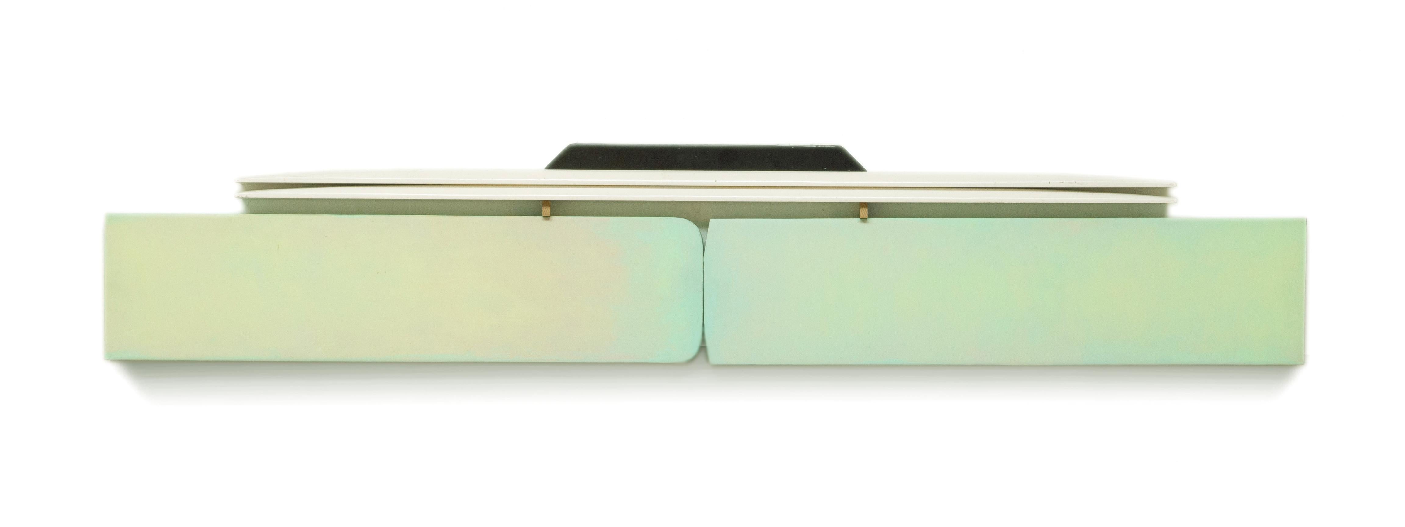 Robert Yasuda - Luminous, sea green, multi-panel painting on carved ...