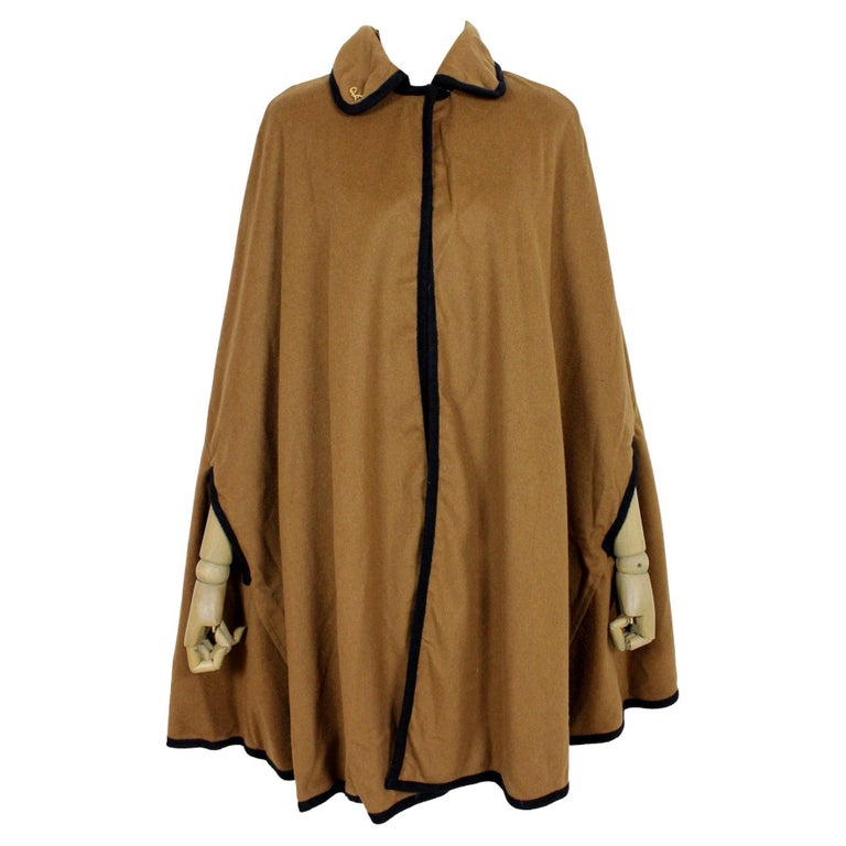 Roberta di Camerino Brown Cashmere Vintage Cape 80s For Sale at 1stDibs