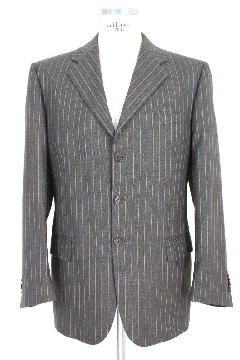 Roberto Capucci Brown Pinstriped Men's Suit 1990s Classic at 1stdibs