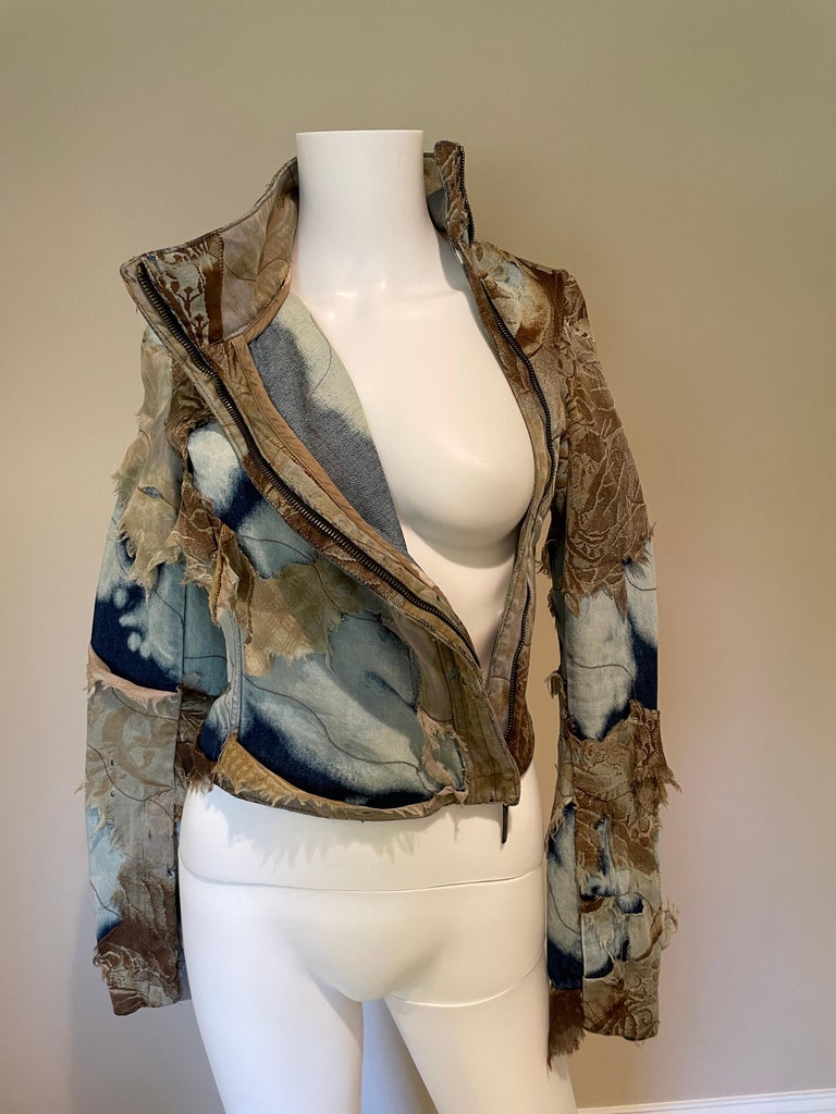 ROBERTO CAVALLI '01 denim + silk jacket at 1stDibs