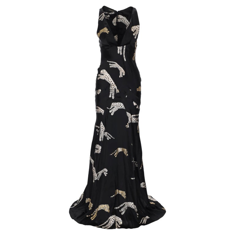 Roberto Cavalli Animal Print Silk Maxi Dress For Sale at 1stDibs