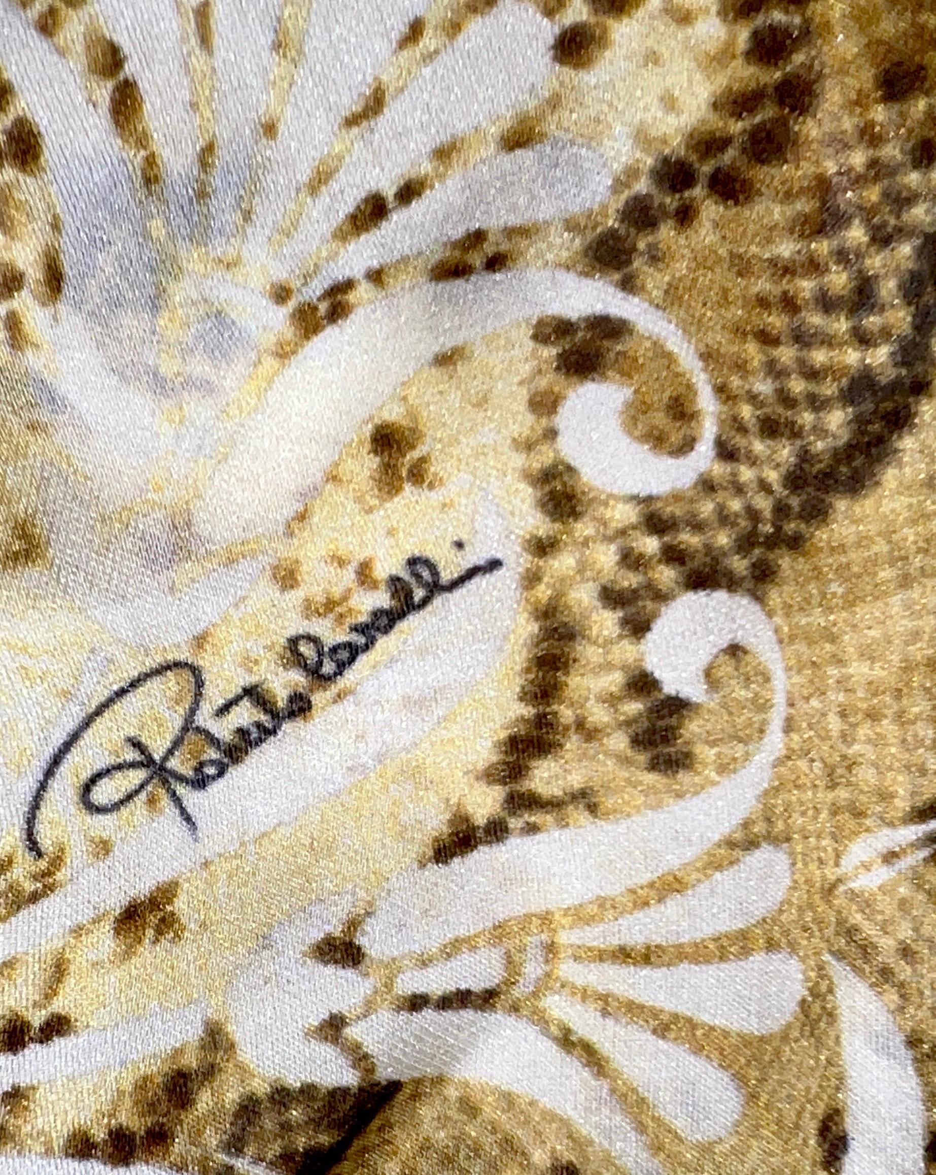 Roberto Cavalli Animal Wild Cat Cheetah Floral Print Silk Tunic 38 For ...