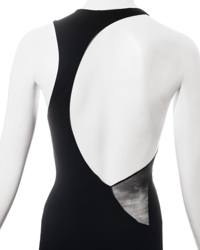 Roberto Cavalli black rayon maxi dress with mesh inserts, c. 2000 at ...