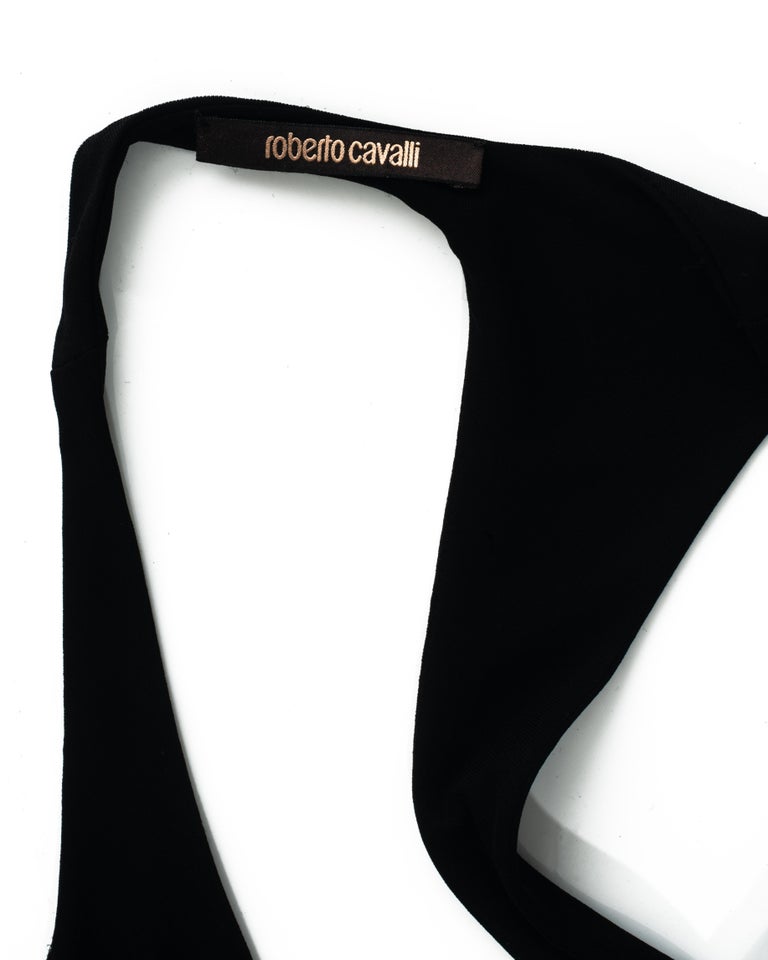 Roberto Cavalli black rayon maxi dress with mesh inserts, c. 2000 at ...