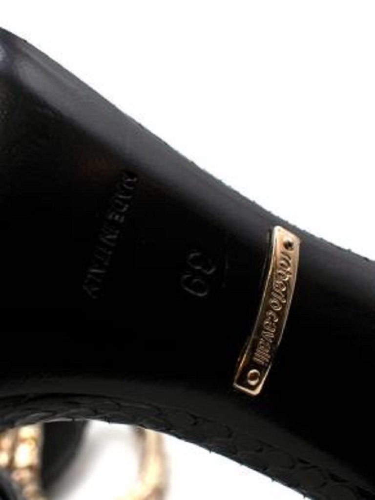 Roberto Cavalli Black Snake Ankle Strap Snakeskin Sandals For Sale at ...