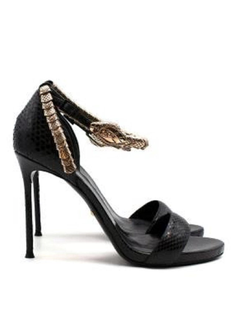Roberto Cavalli Black Snake Ankle Strap Snakeskin Sandals For Sale at ...