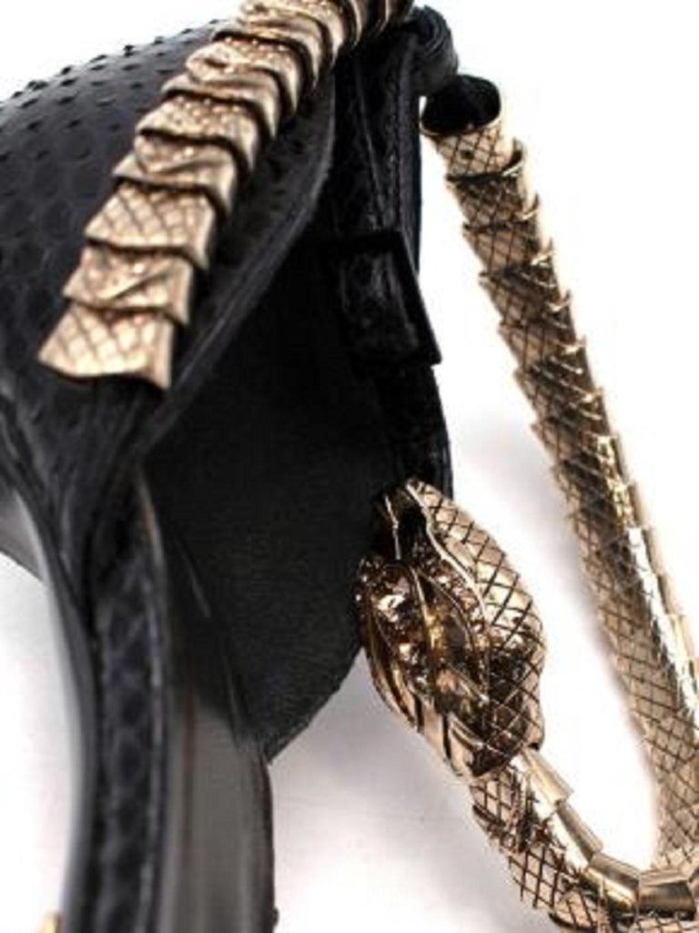 Roberto Cavalli Black Snake Ankle Strap Snakeskin Sandals For Sale at ...