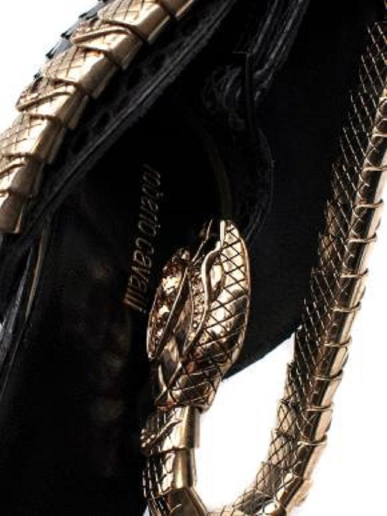Roberto Cavalli Black Snake Ankle Strap Snakeskin Sandals For Sale at ...