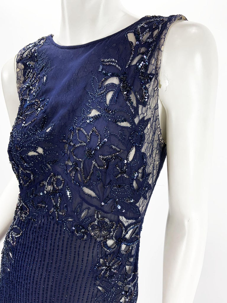 Roberto Cavalli Blue Silk Fully Embellished Dress Gown Italian 42 - US 6 For Sale at 1stDibs