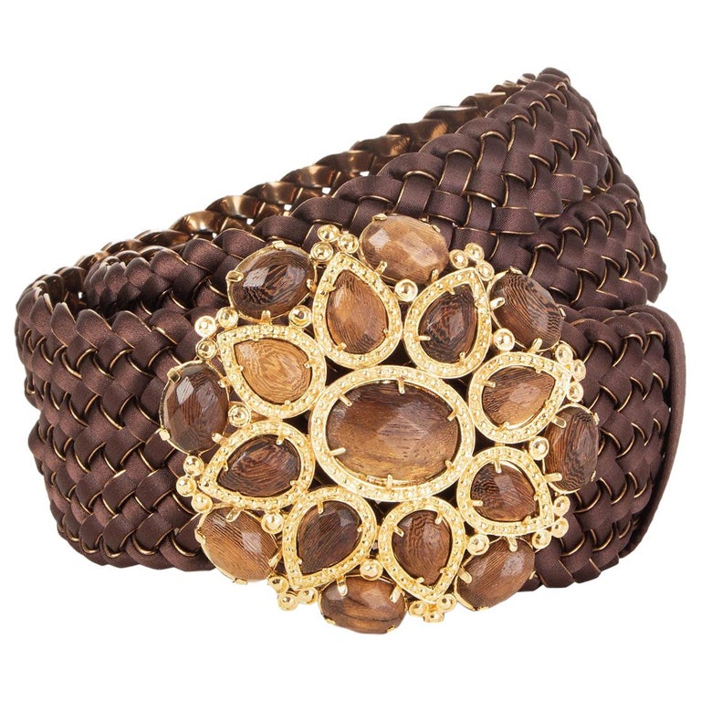 ROBERTO CAVALLI brown EMBELLISHED BRAIDED Belt One Size at 1stDibs