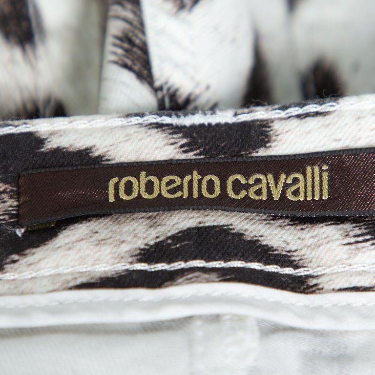 Roberto Cavalli Brown/Pink Ombre Animal Print Cotton Flare Leg Jeans S ...