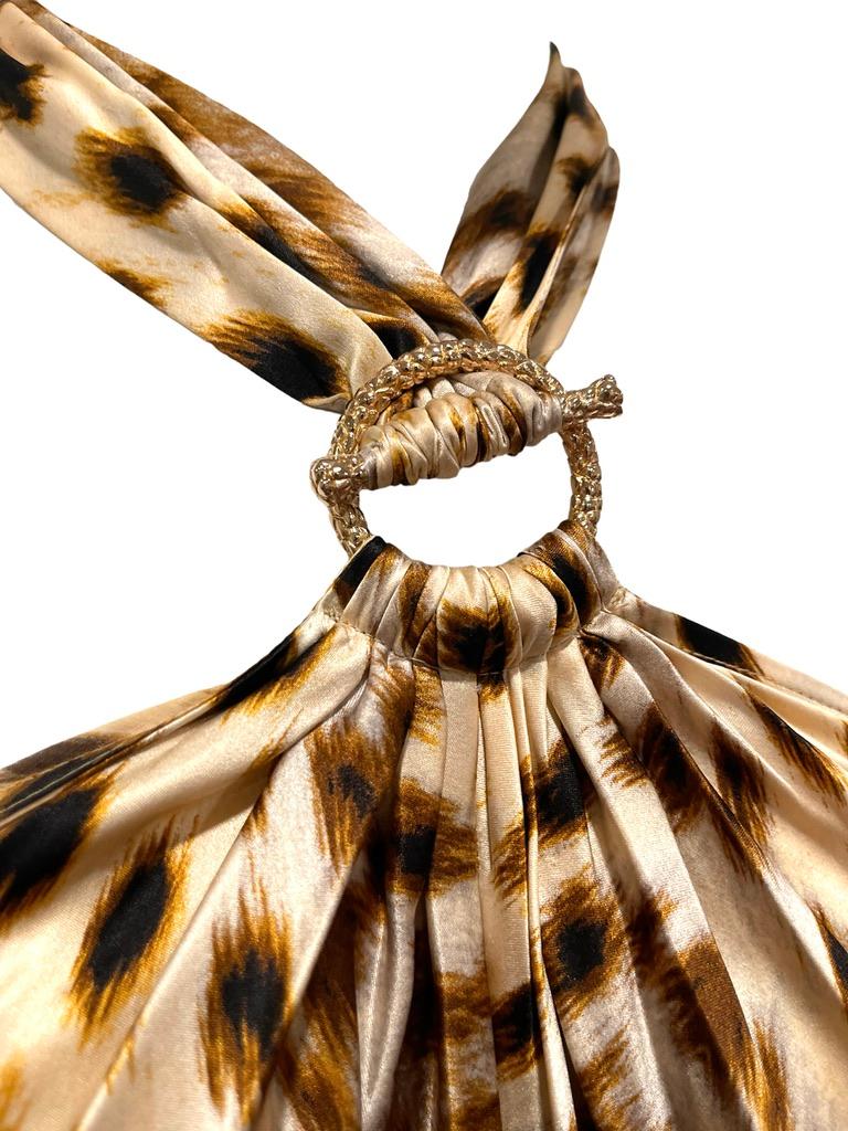 Roberto Cavalli cheetah print silk halter dress For Sale at 1stDibs
