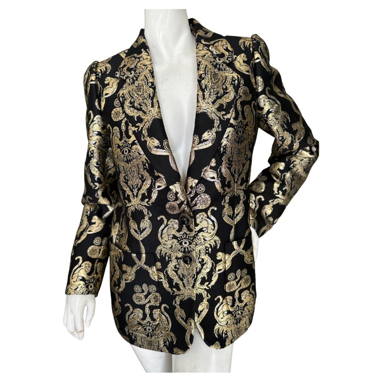 Roberto Cavalli Collectable 2004 Golden Monkey and Snake Pattern Black ...