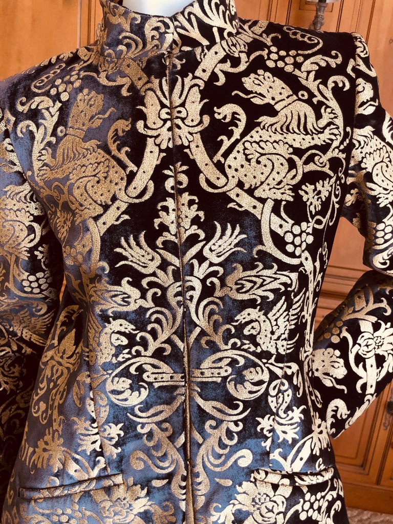 Roberto Cavalli Collectable Fortuny Style Rampant Lion Devore Velvet ...