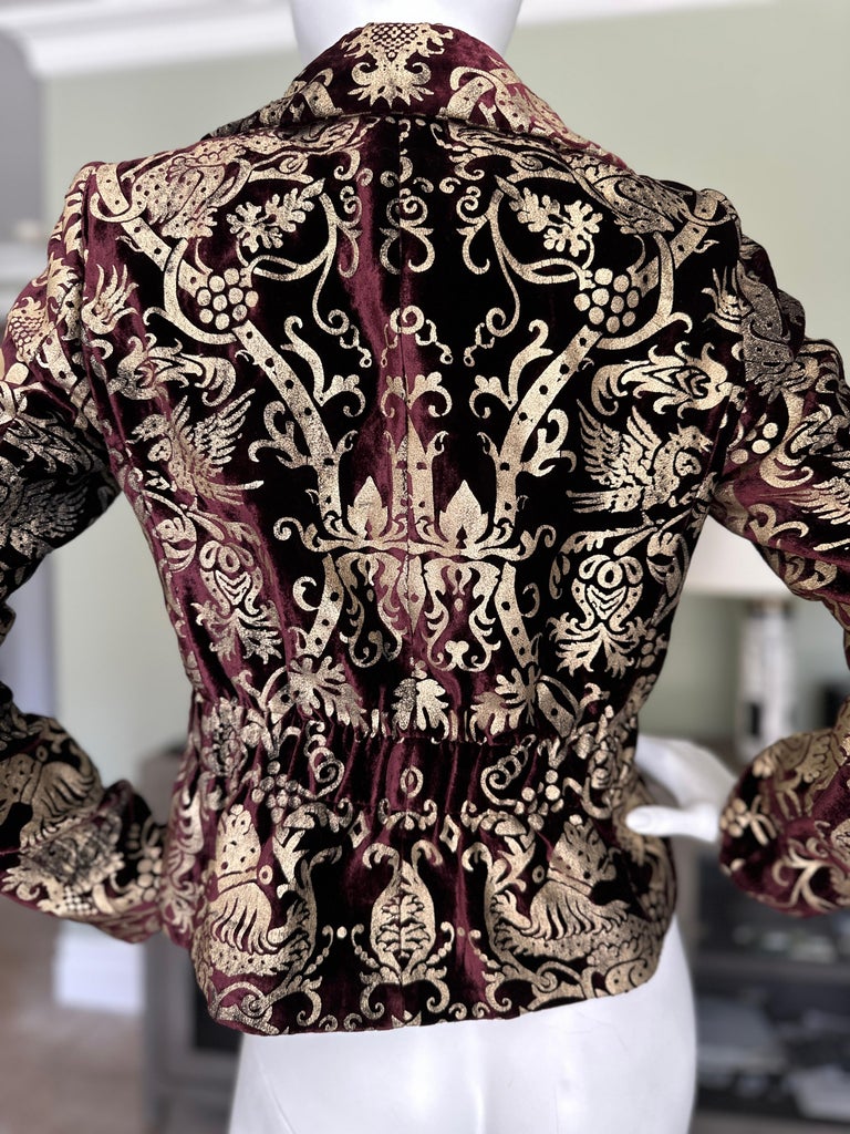 Roberto Cavalli Collectable Fortuny Style Rampant Lion Devore Velvet ...